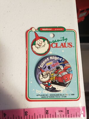 Vintage 1988 Applause Christmas Insanity Clause Button Silent Night | eBay