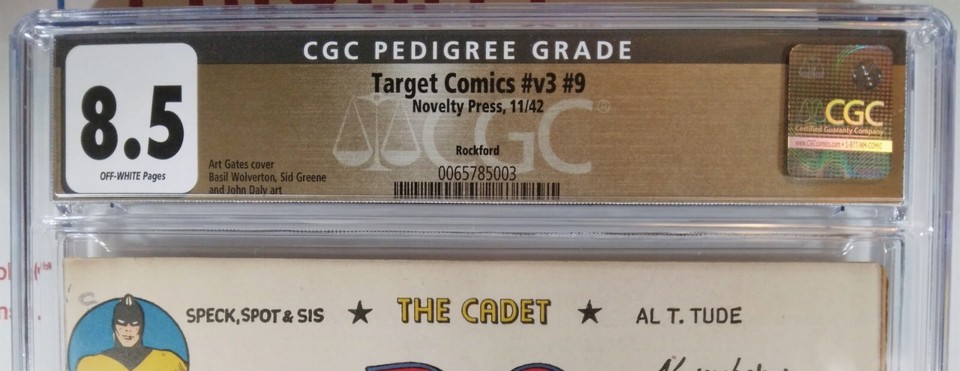 🎯 CGC ROCKFORD PEDIGREE TARGET COMICS V3 #9 NOVELTY PRESS 1942 BASIL ...