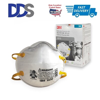 1- Box Of 20 3M 8210 N95 Disposable Protective Particulate Respirator ...