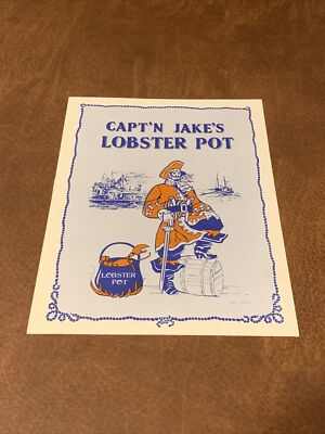 Vintage Rare - Capt’N Jake’s Lobster Pot Restaurant Menu | eBay