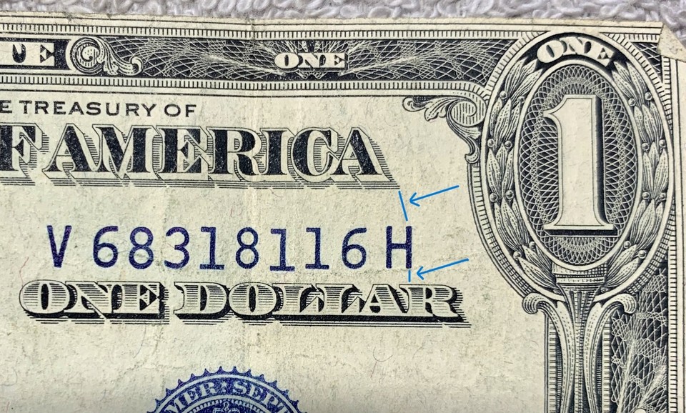 ERROR NOTE 1935 E $1 SILVER CERTIFICATE - 2- Mint error ( Off Center ...
