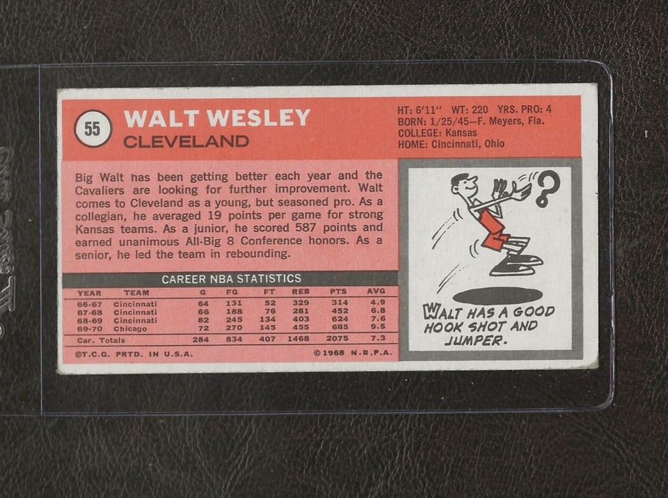 1970 Topps Basketball #55 Walt Wesley, Cleveland Cavaliers, EX! | eBay