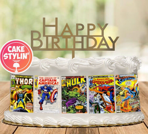 Comic Book Edible Cake Wrap Toppers Wafer Paper Hulk Batman Superman ...