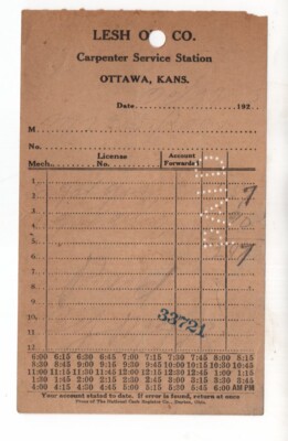 1925 Invoice, Lesh Oil Co., Carpenter Service Station, Ottawa, Kansas ...