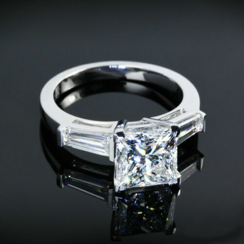 2Ct White Princess Stone Three Stone Wedding Ring Solid 925 Sterling ...