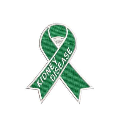 Kidney Disease Awareness Support Ribbon Green Patch Embroidered Iron-on ...