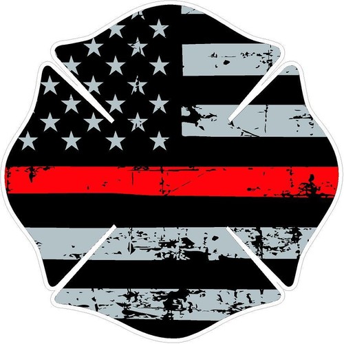 Thin Red Line Distressed Flag Maltese Cross Reflective Vinyl Decal Fire ...