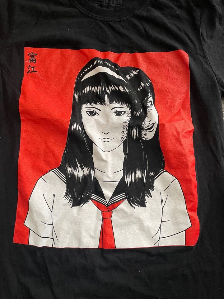 Cursed Double Head Japanese Horror Anime Girl T-shirt Size Small Black ...