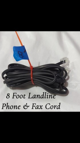 8' Foot Black Straight Phone Fax Land Line Cord Vintage | eBay
