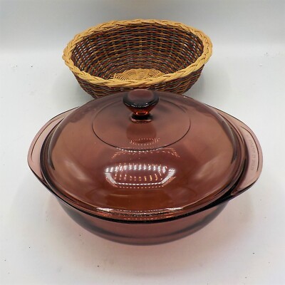 Vintage Pyrex 1.5 Liter Cranberry Corning Ware Visions 7 1/2 inch Bowl ...