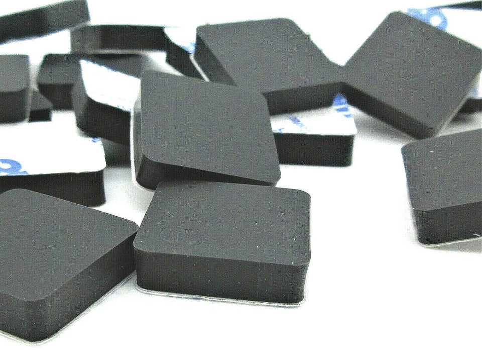 1" Square x 3/16" Tall Silicone Rubber Feet with 3M Adhesive for Shop ...