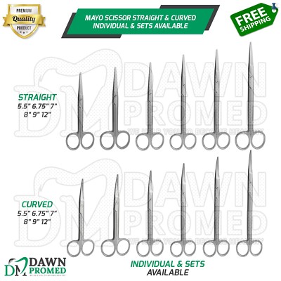 Operating Mayo Scissors Straight & Curved Surgical Medical Instruments ...