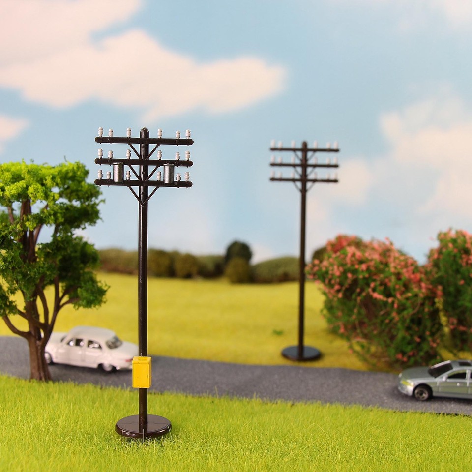 24pcs HO Gauge Telephone Pole 1:87 Power Tel Poles 10.5cm Model ...