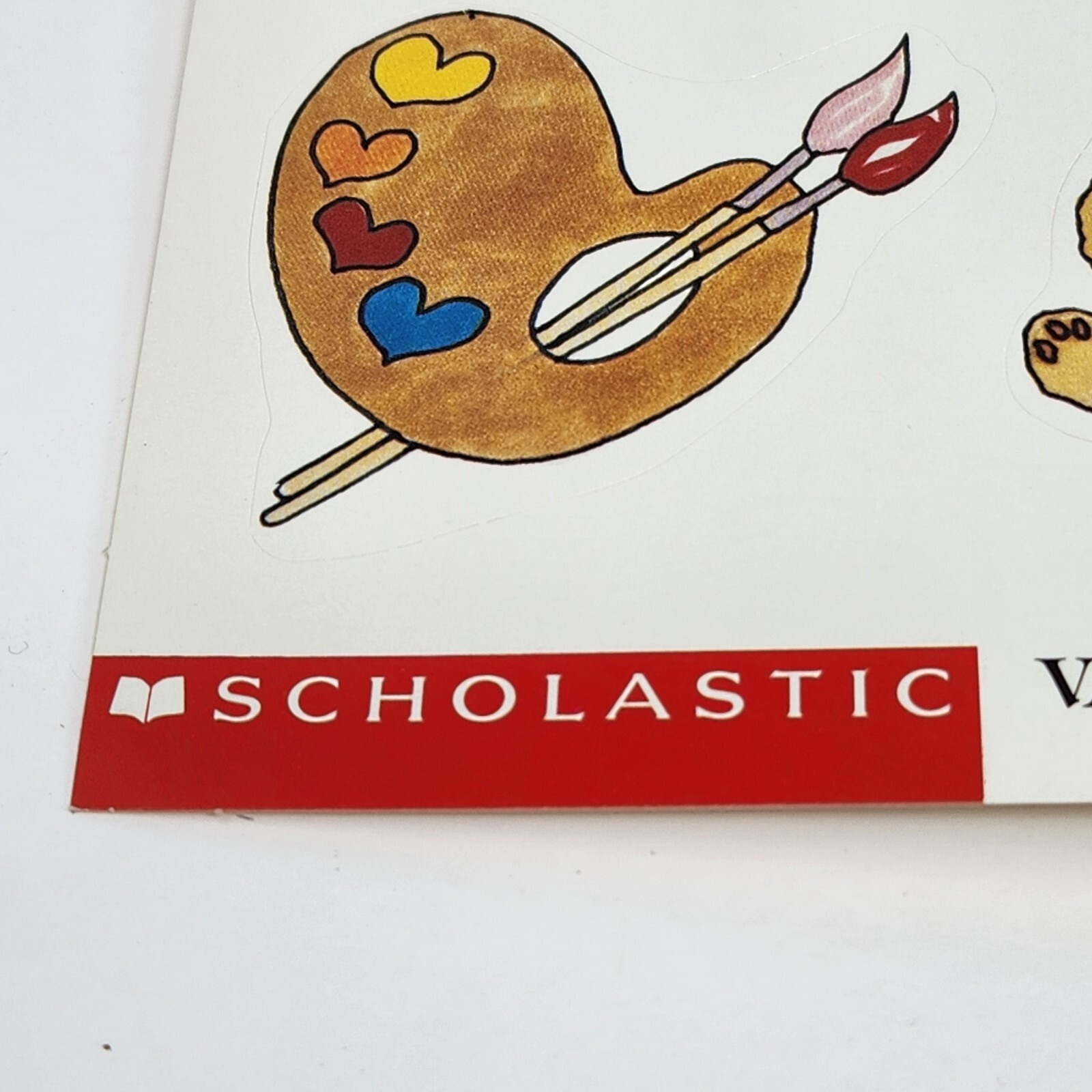 VINTAGE 1990 SCHOLASTIC COLORFUL VALENTINE STICKER POSTER HEART FLOWER ...