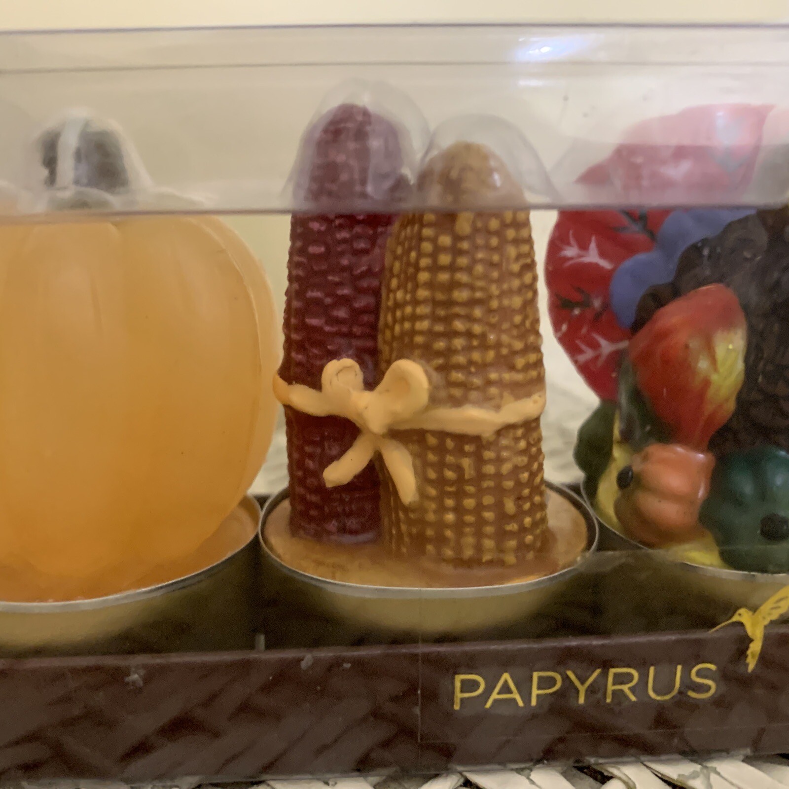 4 PAPYRUS TEA LIGHT CANDLES Thanksgiving Fall Harvest Votive Miniature ...