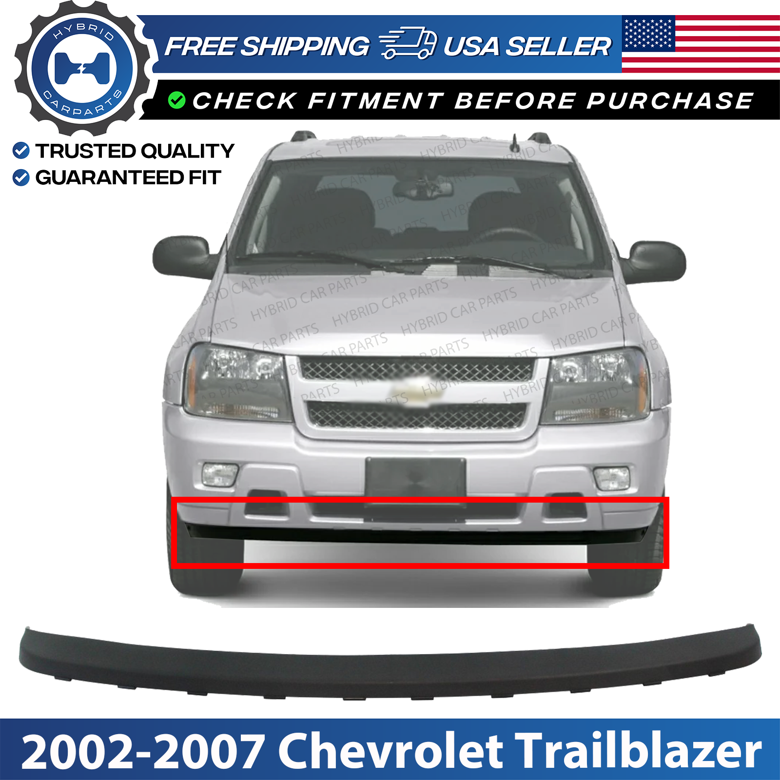 New Front Valance Plastic Primed For 2002-2007 Chevrolet Trailblazer ...
