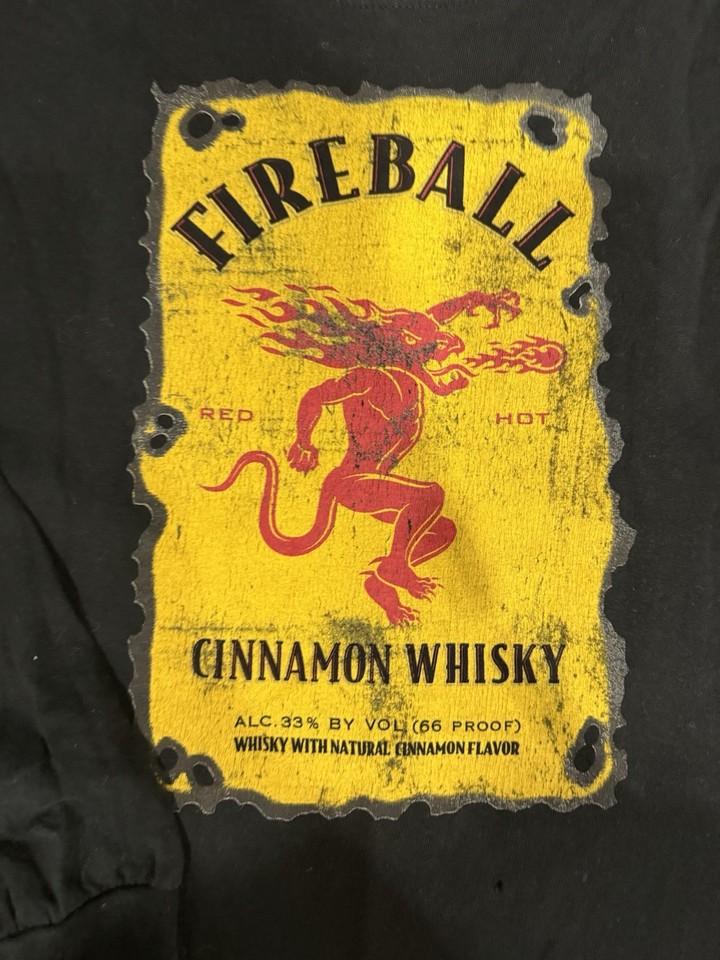 Fireball Cinnamon Whisky Long Sleeve Shirt Black Xl | eBay