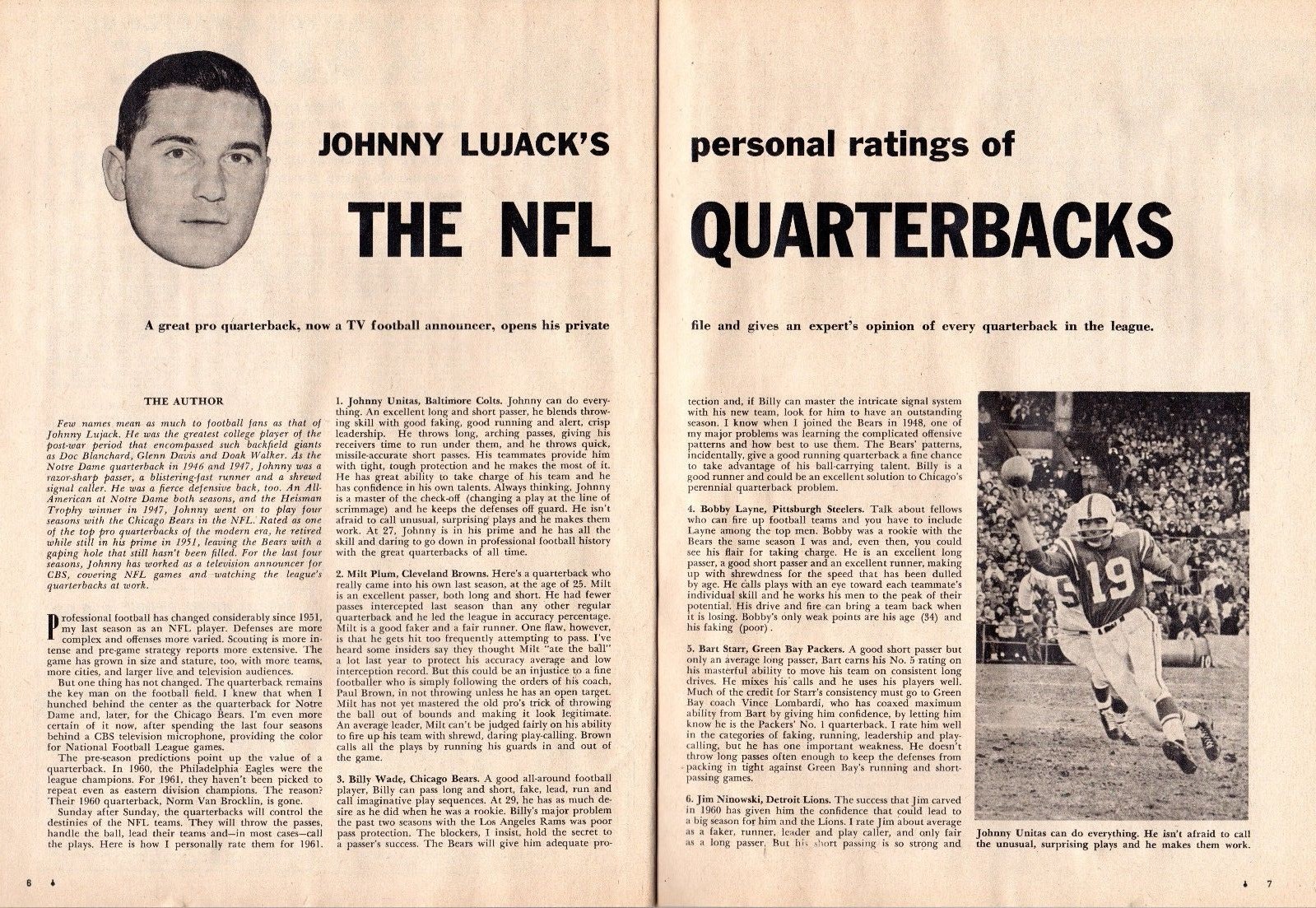 1961 Pro Football Stars magazine Jim Brown, Cleveland Browns Chuck ...