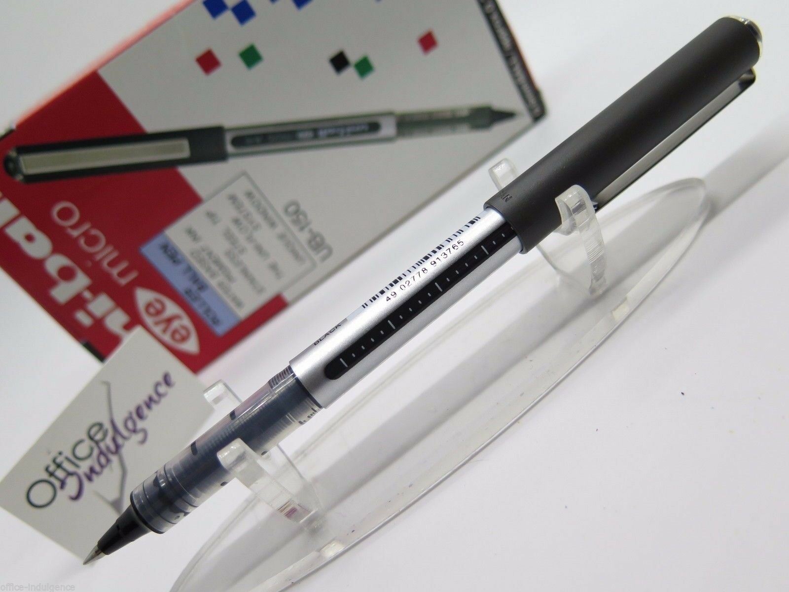 12 BLACK Uni-ball UB150 Eye Micro Pen 0.5mm S/Steel Tip Capped UB150BK ...