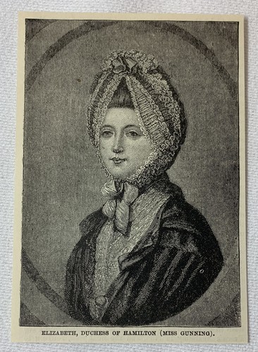 1885 magazine engraving ~ ELIZABETH, DUCHESS OF HAMILTON (Miss Gunning ...