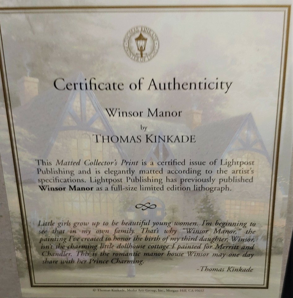 4 New Sealed Thomas Kinkade Matted Cottages Prints. Certified Issue w ...