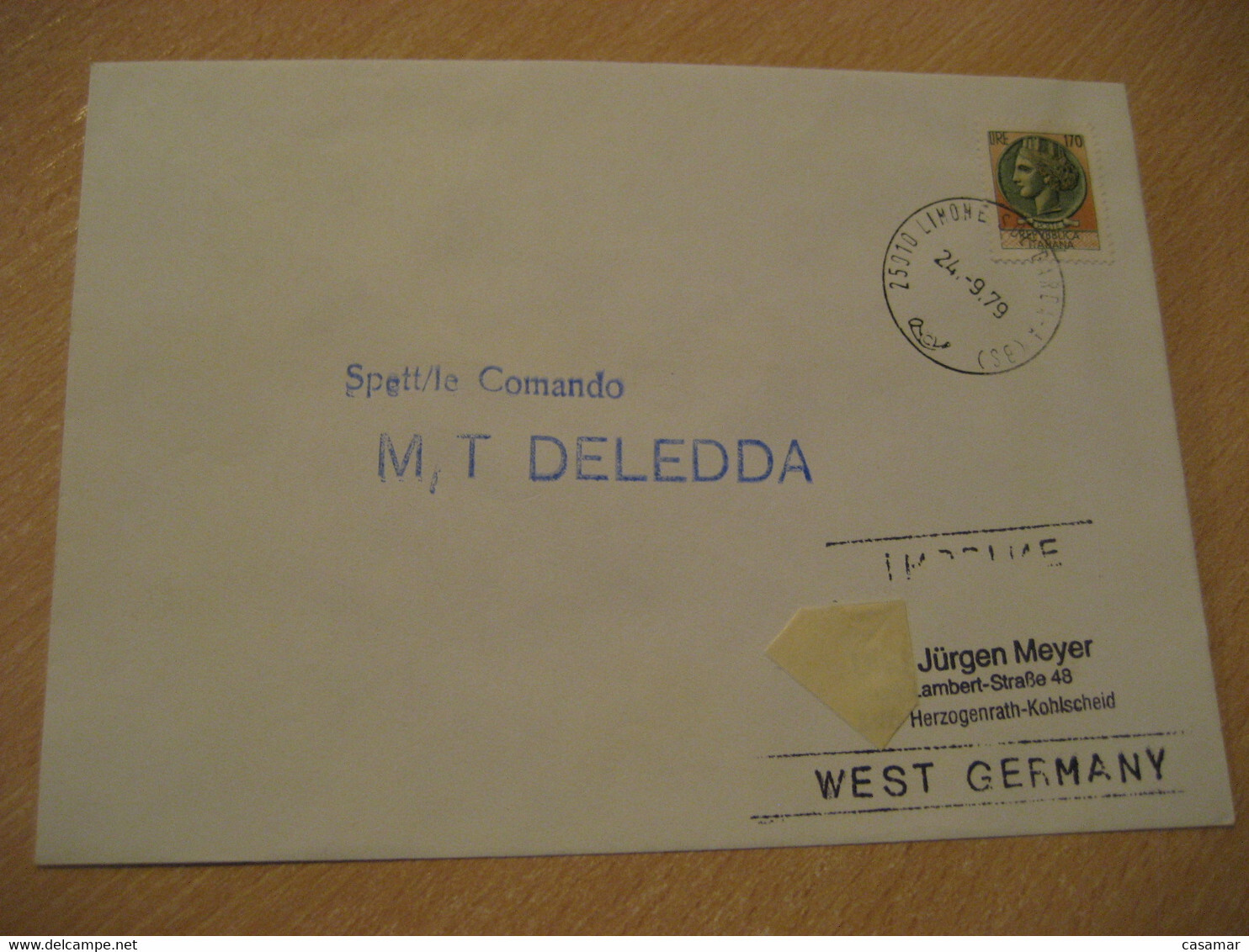 Mt Deledda Comando Nave Crociera Cruise Ship Cover Paquebot Limone Sul ...