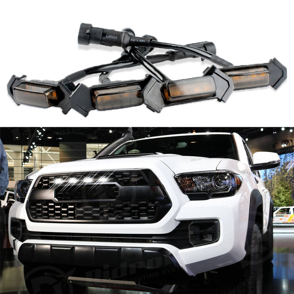 4x Raptor Style LED White Grille Lights Kit For Toyota Tacoma TRD Pro ...