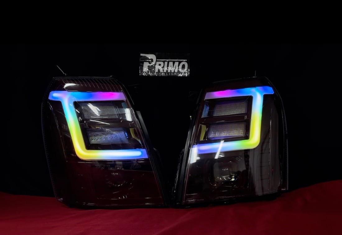 2007-2014 Cadillac Escalade Headlight color match paint & RGB DRL multi ...