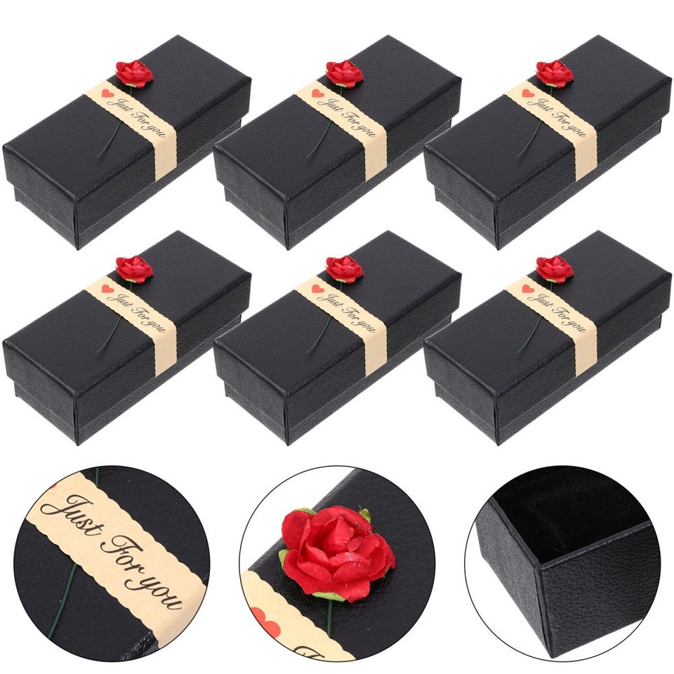 6pcs Creative Flower Gift Box Rose Design Jewelry Case Delicate Paper ...