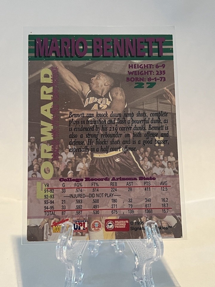 1995 Mario Bennett Autograph /1000 Autobilia Signature Rookies | eBay