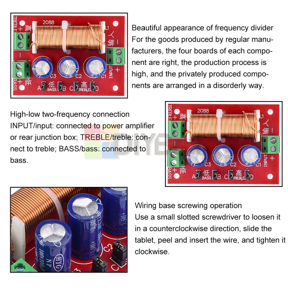 400W Adjustable 2 Way Crossover Filter Universal Audio Speaker ...