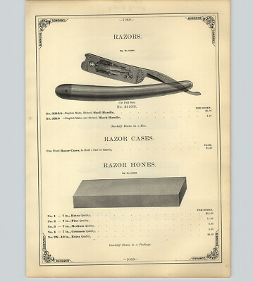 1890 PAPER AD Sheffield English George Washing Straight Razor Champion ...