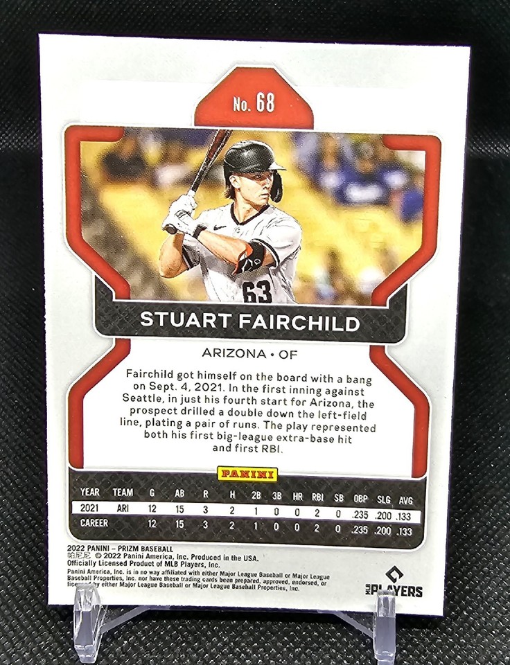 2022 Panini Prizm #68 Stuart Fairchild Rookie Rc Arizona Diamondbacks ...