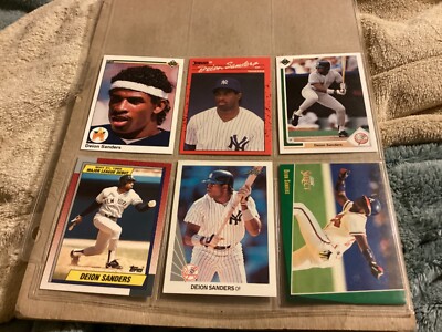 Lot (6) Early Deion Sanders Baseball Cards - Near Mint - See Pictures ...