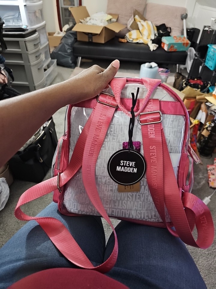 NEW Steve Madden Clear Backpack Purse Makeup Bag Luggage School | eBay