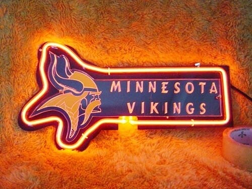 Minnesota Vikings 3D Carved 14" Neon Light Sign Lamp Bar Open Pub ...