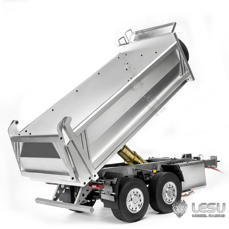 1/14 Metal Unpainted LESU RC 2-Axle Hydraulic Self-dumping Full Trailer ...