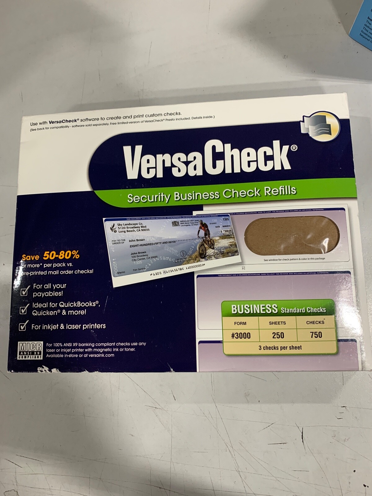 VersaCheck Security Business Check Refills 750 Checks 250 Sheets Form ...