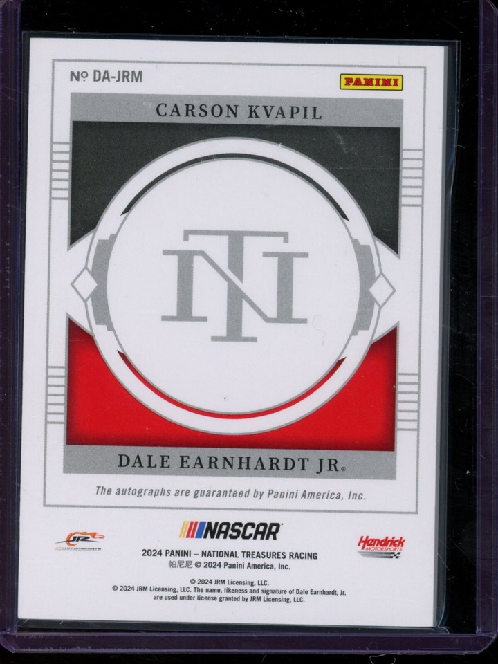 2024 National Treasures Carson Kvapil Dale Earnhardt Jr Dual Auto /15 #DA-JRM | eBay