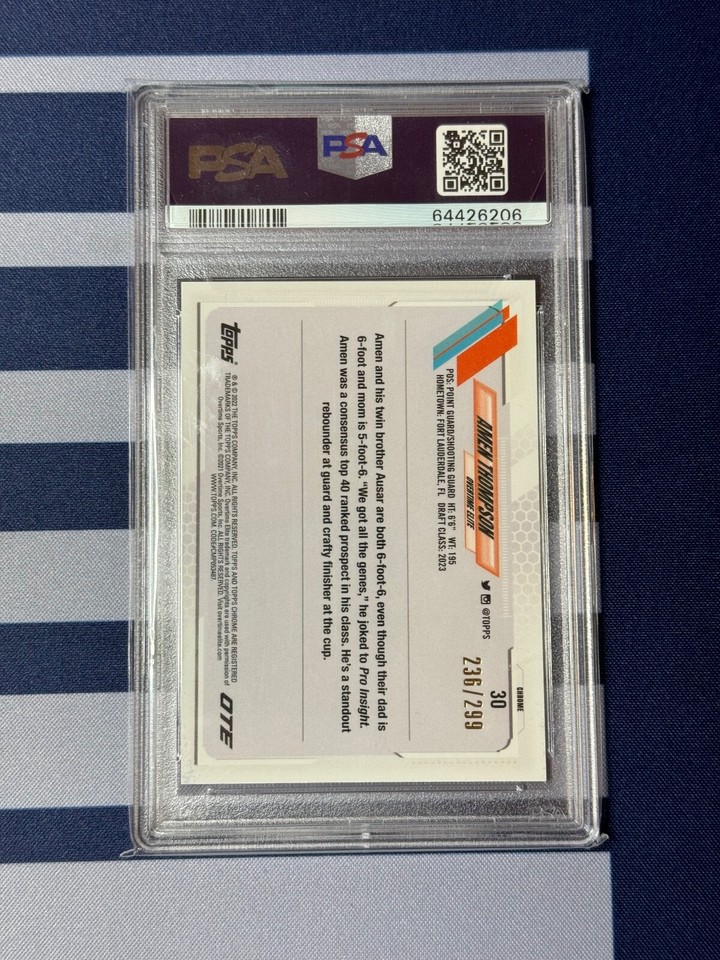 2021 TOPPS CHROME OTE AMEN THOMPSON OTE PURPLE #'d/299 30 PSA 10 GEM MT ...