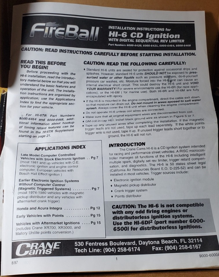 Crane Cams Fireball HI-6 CD Ignition with Digital Sequential Rev ...