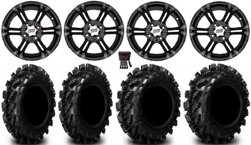 ITP SS212 12" Wheels Black 25" Swamp Lite Tires Honda Foreman Rancher ...