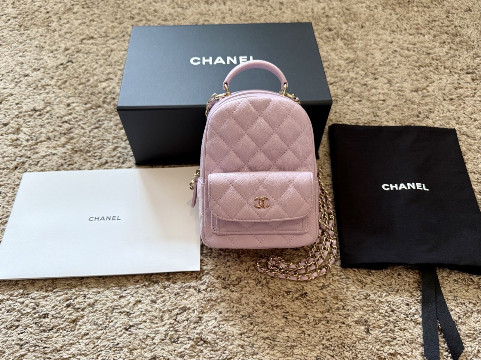 CHANEL Mini Backpack In Light Lilac Purple - Gem
