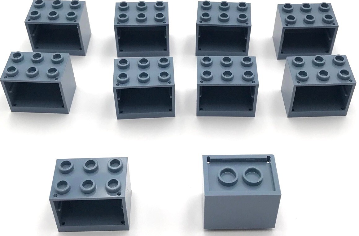 Lego 10 New Sand Blue Containers Cupboard 2 x 3 x 2 Hollow Studs Parts ...