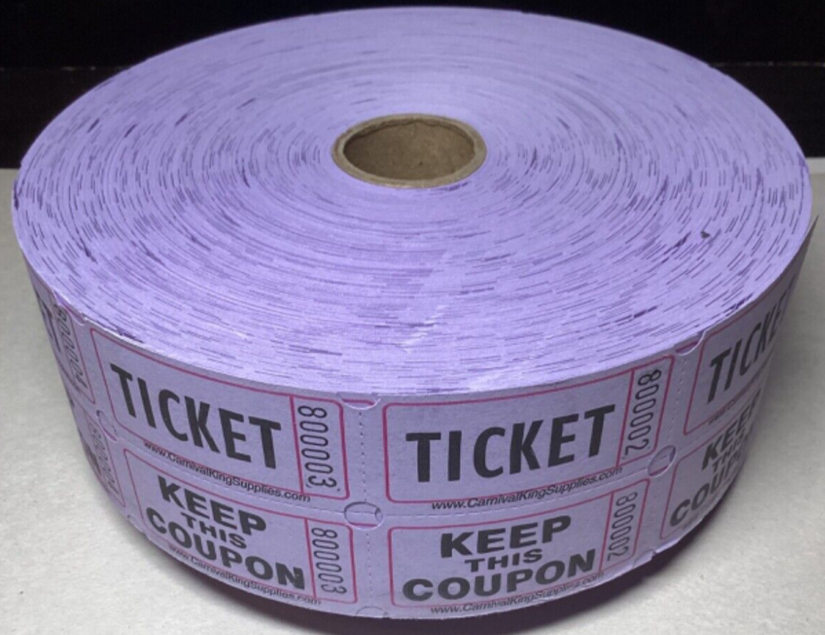 Roll of 2000 Purple Double Stub Raffle Tickets Split the Pot 50/50 | eBay