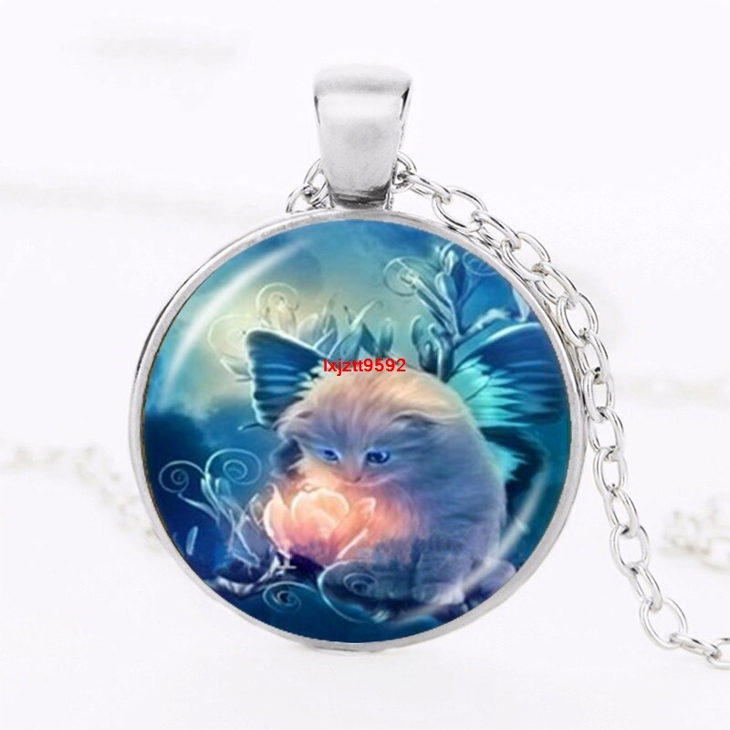 Angel Bull Dog Labrador Cat Wings Rainbow Silver Pendant Necklace Free ...