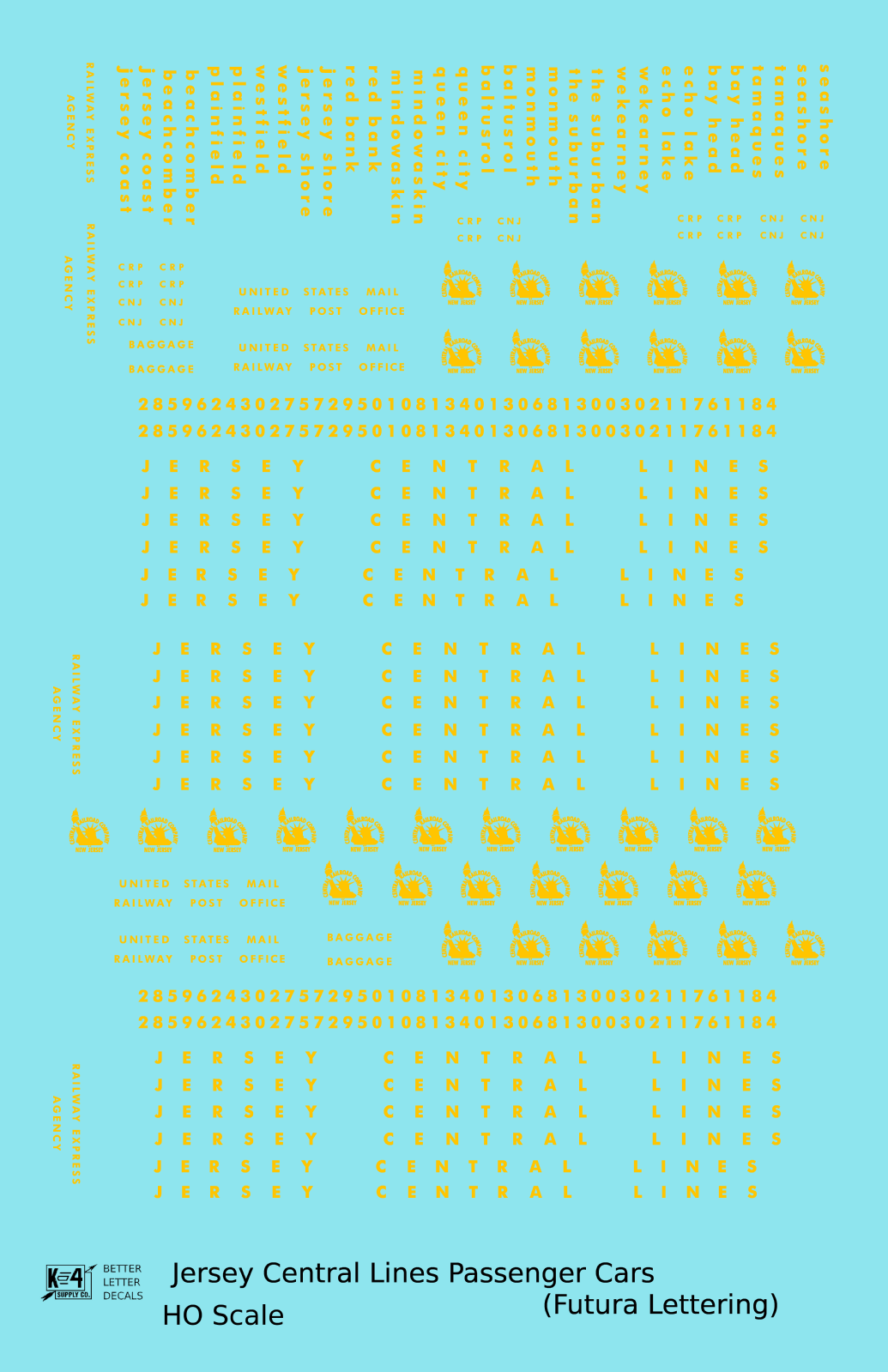 K4 HO Scale Decals Central Of New Jersey CNJ Passenger Car Futura ...