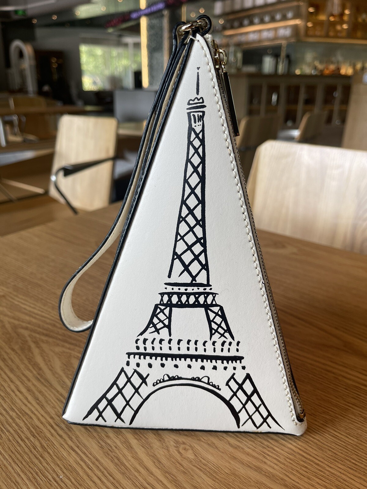 Kate Spade Eiffel Tower Triangle Wristlet Clutch Purse in Cement Bag | eBay