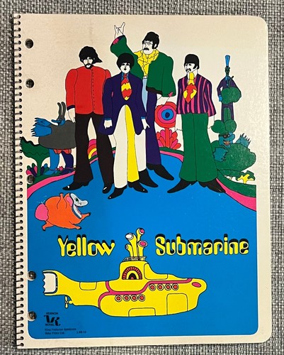 BEATLES UNUSED YELLOW SUBMARINE SPIRAL BOUND NOTEBOOK 8" X 10 1/2" NM ...