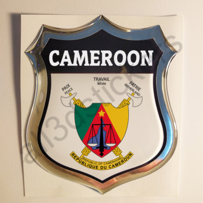 Sticker Cameroon Emblem Coat of Arms Shield 3D Resin Domed Gel Vinyl ...
